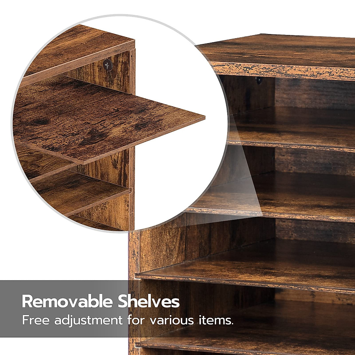 HOOBRO Literature Organizers, 12 Compartments Office Mailbox with Adjustable Shelves, Wood Countertop Literature Sorter for Office, Home, Classroom, Mailrooms Organization Rustic Brown FG12WF01