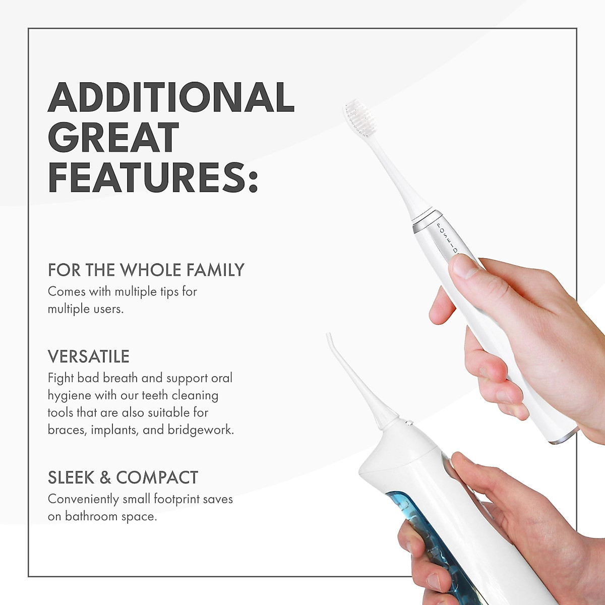 ToiletTree Products Poseidon Irrigator and Toothbrush Combo - Rechargeable Sonic Toothbrush and Oral Irrigator to Support Oral Health and Fight Bad Breath - Comes with Extra Tips for Multiple Users