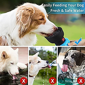 Dog Water Bottle 14oz, Leak Proof Pet Water Bottle for Dogs Portable Puppy Water Dispenser Foldable 2-in-1 Design, Lightweight & Convenient for Walking Travel Outdoor BPA Free (3rd Gen, Blue)