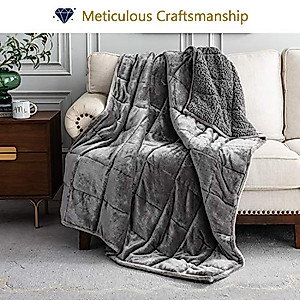 Mr.Sandman Weighted Blanket Adults 15lbs for Queen Size Bed, Soft Sherpa Heavy Blanket Relieves Pressure with Premium Microbeads - 60"x80" Grey