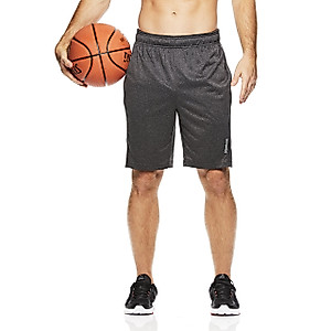 Reebok Men's Drawstring Shorts - Athletic Running & Workout Short w/Pockets - Charcoal Fireball, Small