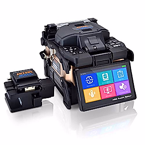 SKYSHL Fusion Splicer With HD Touch Screen 10PCS Electrodes 2PCS Batteries Fiber Cleaver Tool Kit Automatic Focus SM MM DS NZDS Core Alignment Optical Fiber Splicing Welding Machine(SS414F-521)