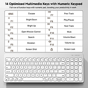 OMOTON Bluetooth Keyboard for Mac, Sleek Design, Quiet Typing, Wireless Keyboard with Numeric Keypad Compatible with MacBook Pro/Air, iMac, Mac Mini/Pro Laptop (Silver)