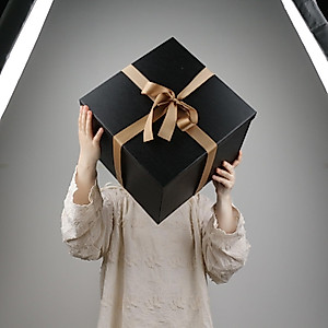 YINUOYOUJIA Gold Gift Box with Lids for Presents, 10pcs 8x8x4 Inches Bridesmaid and Groomsmen Proposal Boxes Gold with Ribbons and Textures for Birthdays, Wedding, Anniversary, Valentines