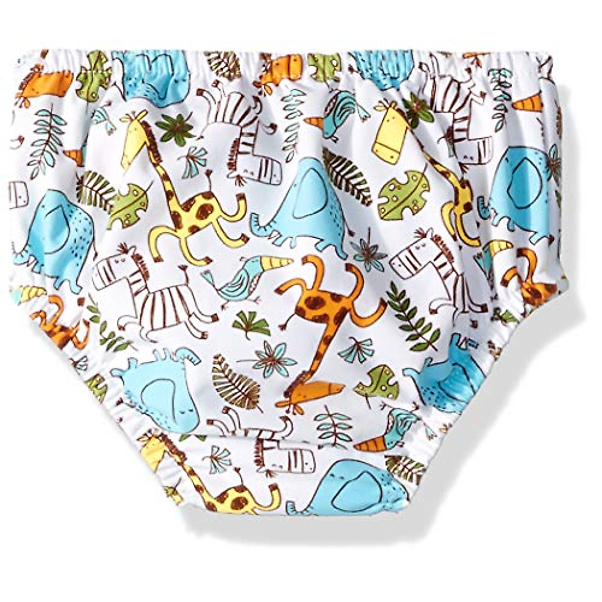 Swim Time Boys' Reusable Swim Diaper UPF 50+ with Side Snaps, White Jungle Book/Animals Green, X-Large