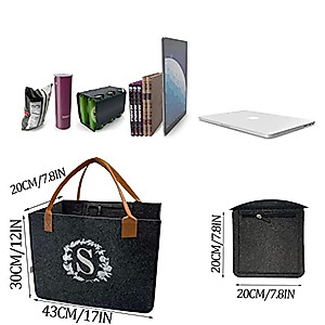 Fisioan Felt Letter Tote Bag Personalized Gifts for Teacher Mother Wedding Tote Bag for Beach Birthday Christmas Gift Bag (S)