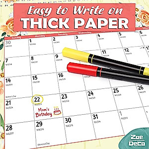 Zoe Deco 8x6 Inch 18-Month Standing Desk Calendar, Jul 2023 - Dec 2024 Tent Style Flip Calendar, Blossoms