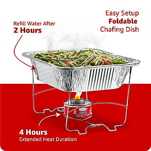 Disposable Chafing Dish Buffet Set, Food Warmers for Parties, Catering Supplies Buffet Display, Complete Premium Set, Half Size Single Pan, Warming Trays (6 Pack)