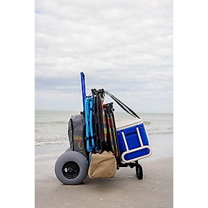 My Beach Cart® The Original Patented NO Rust Aluminum Foldable Beach Cart 13 INCH Big Wheels Balloon Tires for Sand Heavy Duty. Often Imitated, Never Duplicated.