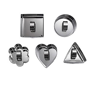 5 PCS Cake Rings Food Cooking Mould with Push Lid Shapes Stainless Steel Desserts Making Catering Business Cooking.