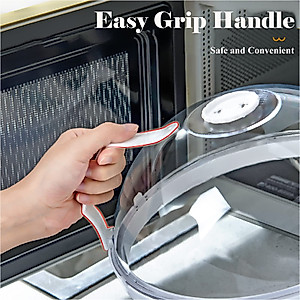 Microwave Splatter Cover for Food, Clear Like Gla Microwave Splash Guard Cooker lid, Dish bowl Plate Serving Cover with Steam Vent, BPA-Free, Saft Plastic, 10.5 Inchs