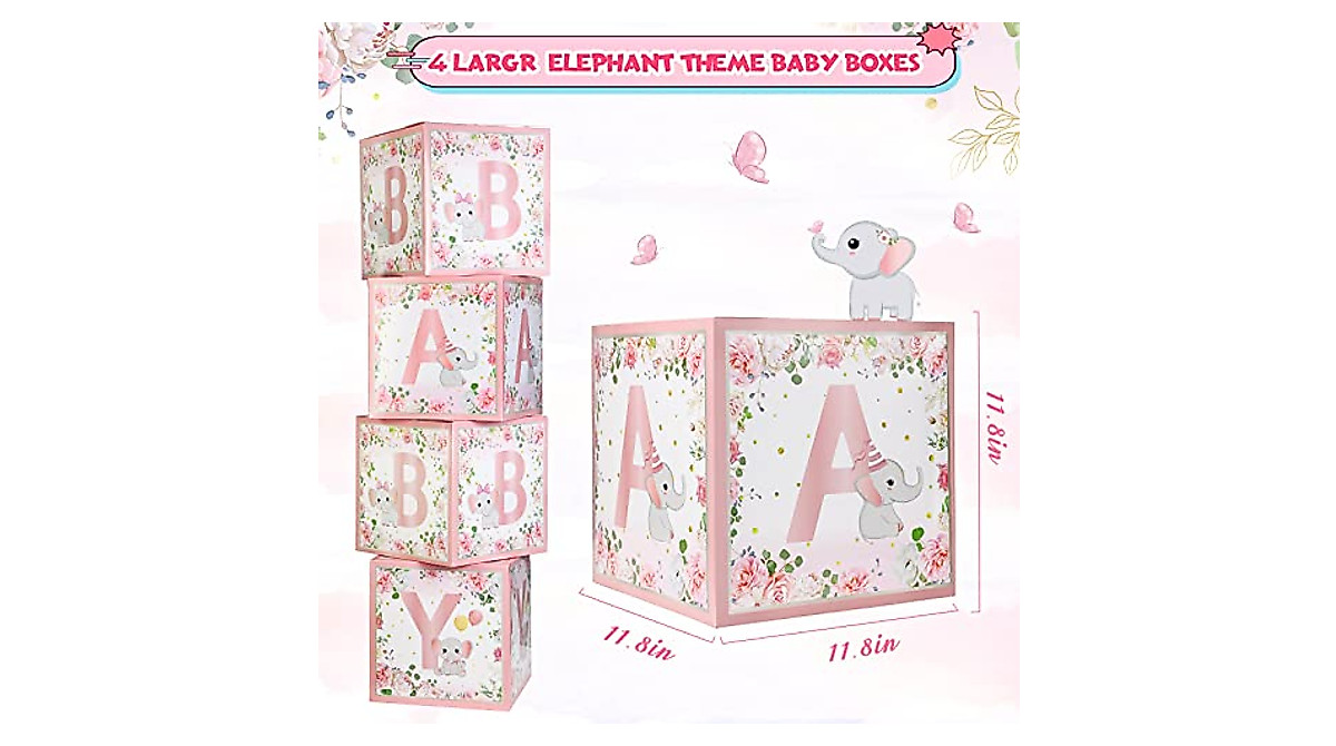 Pink Baby Elephant Balloon Box Set – DIY Decor for Baby Shower