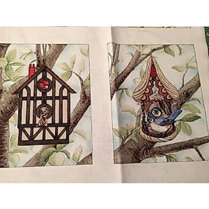 Alina Natetkova - Fabric Birdhouses Birds 12 (Squares 4 1/2" x 6") 1 Panel 22" x 22" Elizabeth
