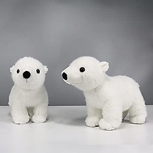Ice King Bear Lifelike Baby Polar Bear Stuffed Animal - Plush Toy - 9 Inches Length