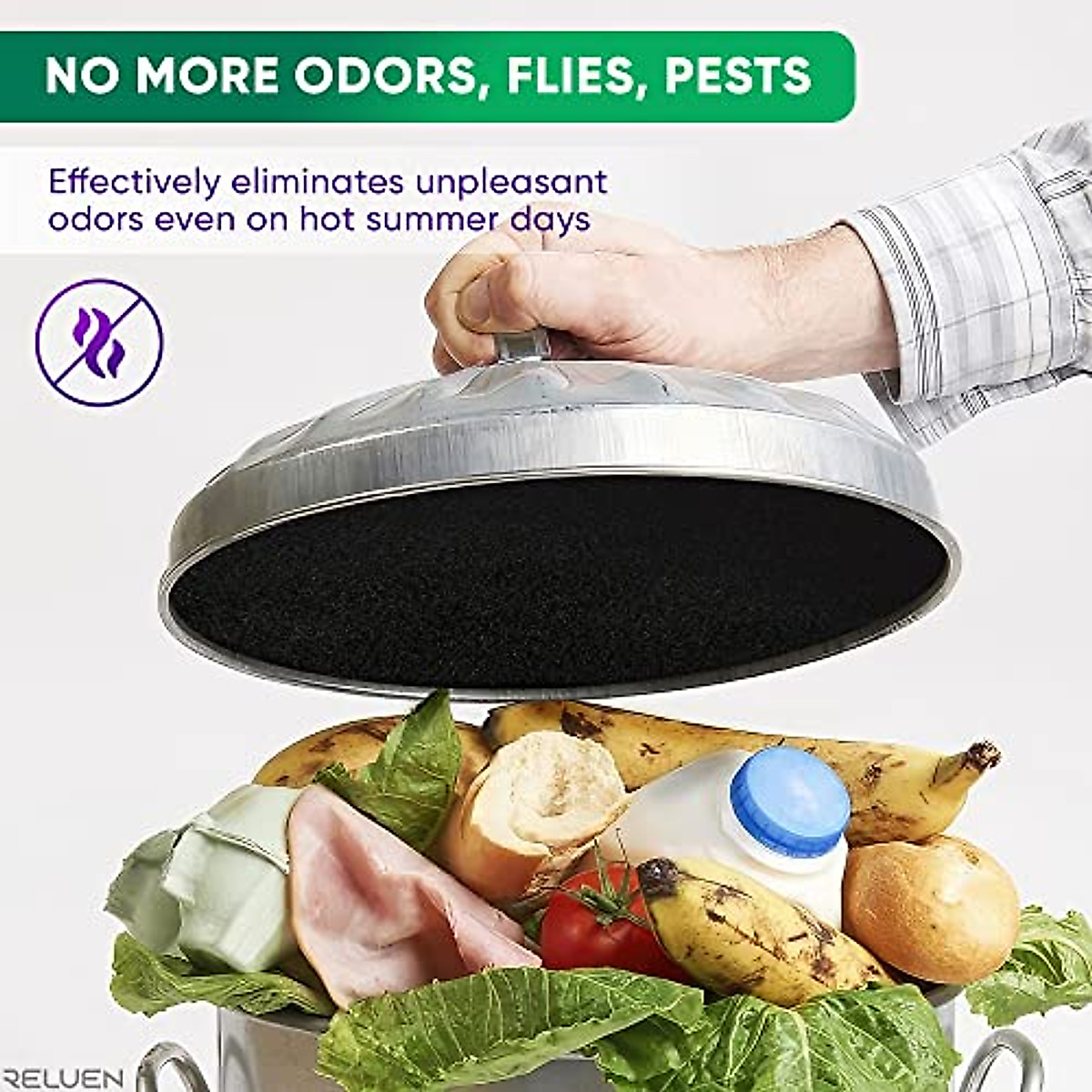 Activated Charcoal Filter Kitchen Compost Bin - 12Pcs Replacement Charcoal Filters Countertop Compost Bucket for Kitchen Countertop - Garbage Pail Odor Control Activated Carbon Adsorption Refill Set