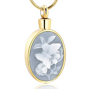 zeqingjw Cremation Jewelry Urn Necklace for Ashes Pendants Butterfly with Flower Memorial Funeral Keepsake Jewelry for Ashes (Gold)