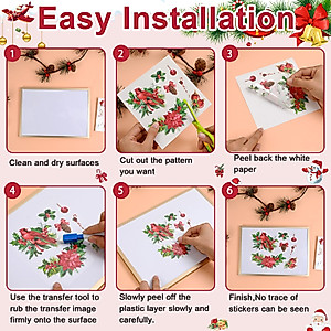 30 Sheets Christmas Rub on Transfers for Crafts and Furniture Xmas Santa Snowman Transfer Stickers Winter Floral Bird Rub on Decal for Home Office Paper Wood DIY Crafts,5.9 x 5.9 Inch