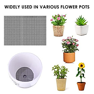 Flower Pot Hole Mesh Pad, 5 Pack 11.8x7.8 inch Rigid Polyethylene Squares Garden's Drainage Mesh Hole Screens, DIY Bonsai Pot Bottom Grid Mesh Mat Mesh Screen