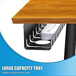 2 Pack Under Desk Cable Management Tray - 31.5in Desk Cord Organizer for Wire Management Tray, No Screw No Drill Cable Raceway for Standing Desk, Large Rack, Black Raceway Tray