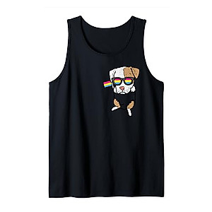 Pitbull In Your Pocket Dog LGBTQ Pride Pansexual Pan Flag Tank Top
