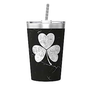 St. Patrick's Day Gifts For Women Men 12oz Travel Coffee Mug with Lid Reusable Insulated Stainless Steel Coffee Tumbler Tea Cup-AA
