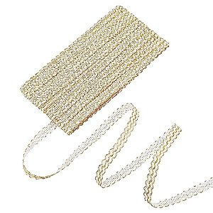 WADORN 2 Styles 5/8 inch Braided Lace Trim Ribbons, 12 Yards Vintage Edging Trimmings Fabric Gold Lace Applique Woven Ribbon Fabric Bias Tape DIY Clothing Straw Hat Bag Sewing Craft Accessories