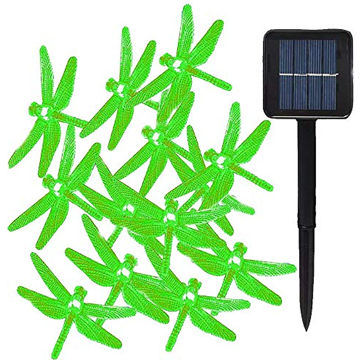 AMZSTAR Solar Powered String Lights Waterproof,19.7ft 8 Modes 30LED Dragonfly Fairy Lights Decorative Lighting for Indoor/Outdoor Home Garden Lawn Fence Patio Party (Green)