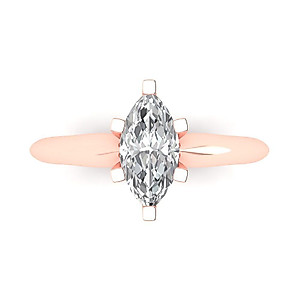 1 Ct Brilliant Marquise Cut Clear Simulated Diamond 14K Rose Gold Solitaire Engagement Promise Bridal Anniversary Ring Size 7
