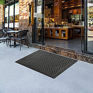Mibao Welcome Mats Outdoor - Entryway Mat - Door Mats Outdoor, Outdoor Rubber Mats, Doormat Outdoor Indoor Entrance, Large Front Door Mat, Skid Resistant Durable, 24" x 36", Gray