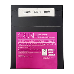 Sappho from lesbos Crush Pink Finger Condoms, Ultral Thin Lubricated Latex Fingersex Cots for STI Protection, Natural Sensitive - 6 Count, No Fragrance
