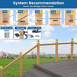 Muzata 20Pack 1/8" Swage Lag Screws Left & Right Cable Railing Hardware Kit Handed Thread for Wood Post T316 Stainless Steel Stair Deck WoodBudget System 10 Pairs CK17