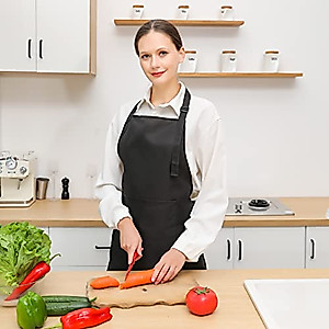 Yhywcy Bib Apron Adjustable Black Apron for Men Women Kitchen Apron Cooking Apron Service Apron Work Apron Nail Styling Apron (3pcs With pockets)