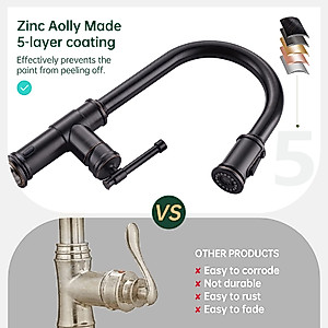 Touchless Oil Rubbed Bronze Kitchen Faucet with Soap Dispenser, DAYONE Single Handle Faucets for Kitchen Smart Motion Sensor Activated Hands-Free Pull Down, Robinet de Cuisine sans Contact