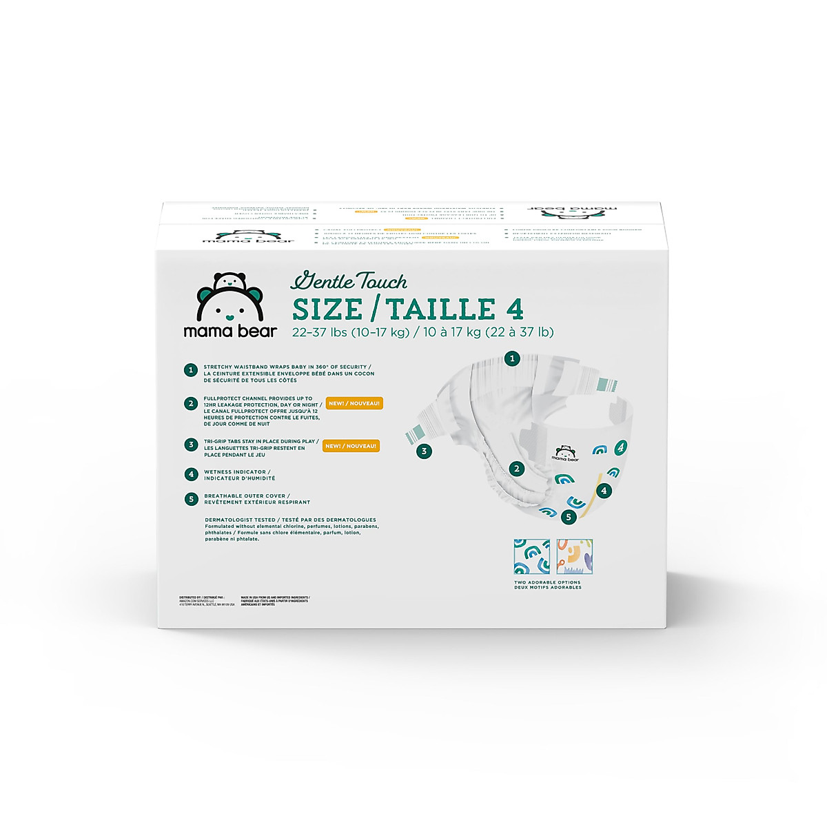 Amazon Brand - Mama Bear Gentle Touch Diapers, Hypoallergenic, Size 4, 148 Count (4 packs of 37)