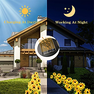 ZHUANYIYI 2 Pieces, Outdoor Solar Landscape Lights, Sunflower Lawn Lights in The Courtyard, Water-Proof Decorative Lights for Home Garden Pavement