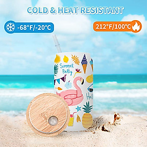 ZONEGRACE 4 Pack Frosted Sublimation Glass Blanks With Bamboo Lid,16 OZ Sublimation Beer Can Glass Cups,Drinking Glasses Jars Mugs Tumblers With Straw,Ideal for Whiskey,Iced Coffee,Juice,Soda,Water