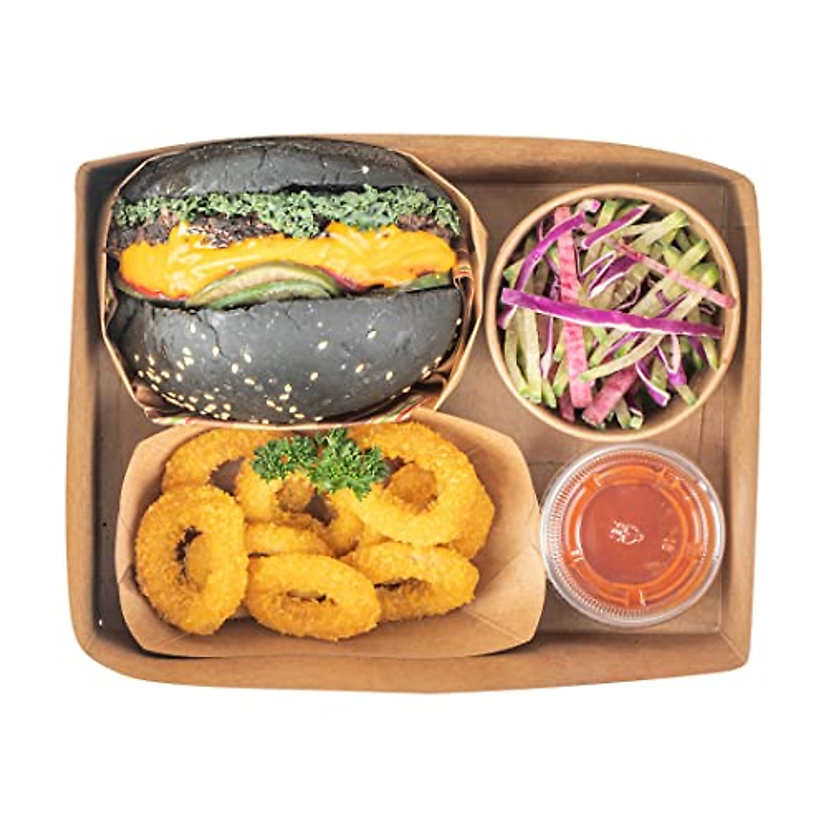 Restaurantware Bio Tek 8.4 x 6 x 3.5 Inch Burger Trays 100 Disposable Paper Food Trays - Recyclable Sturdy Kraft Paper Movie Snack Trays For Meals Snacks And Baked Goods