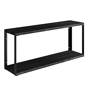 Wallniture Roca 24"x6" Floating Bookshelf Wall Mounted, 2 Tier Rustic Shelves for Living Room Wall Decor, Black Floating Shelves for Bedroom, Rustic Wood Shelf for Kitchen, Bathroom Storage Shelves