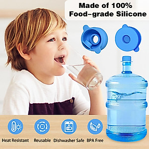 U-Goforst [4 PCS] 3 & 5 Gallon Water Jug Cap - 55mm Food Grade Silicone Reusable Bottle Cover for Standard/Screw/Crown Tops, Dispenser Replacement Lids, Non Spill & Leak Free 4 Pack