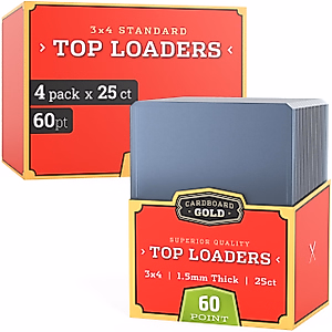 Cardboard Gold - 60pt Top Loaders for Cards - 100 Count - Premium 3x4 Inch Trading Card Toploaders - Protect Your Baseball and Sports Cards with These Crystal Clear Hard Plastic Sleeves Protectors