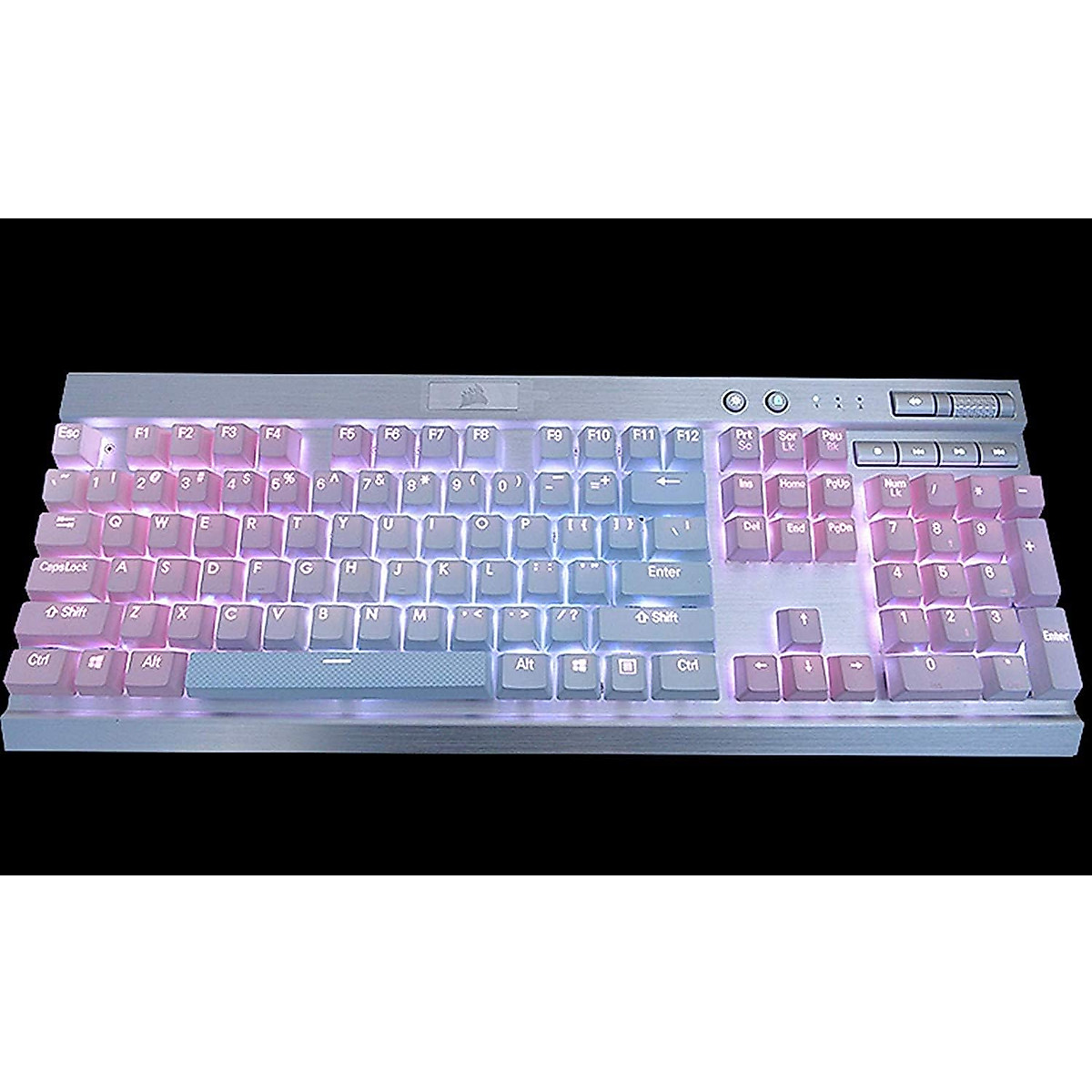 104 Keys PBT Double Shot Backlit Keycaps Translucent Keyset OEM Profile for Corsair Gaming Mechanical Keyboard K95 Platinum K70 MK.2 K65 K66 K68 RGB Strafe (Blue Pink Gradient)