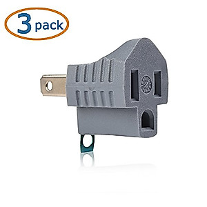 Cable Matters [UL Listed] 3-Pack 2 Prong to 3 Prong Outlet Adapter in Gray (3 Prong to 2 Prong Plug Adapter) - Allows a 2 Prong Outlet to Accept 3 Prong Plugs