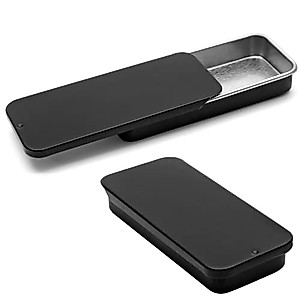 Unlorspy 10 Pcs Black Metal Tin Container Slide Lid, 3.15" x 1.34" x 0.47" Metal Tin Container Slide Top for DIY Pills, Solid Perfumes, Lip Balms, Cards and Herbs