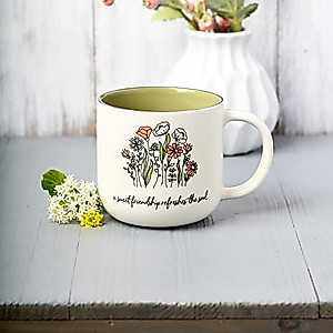 Christian Art Gifts Sage Green Floral Ceramic Coffee Mug – 15 oz. Microwave and Dishwasher-safe Inspirational Scripture Coffee and Tea Mug for Friends with Bible Verse: Sweet Friendship –Proverbs 27:9