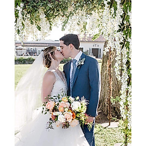 Beautymee Artificial Wisteria Garland 12Pack 3.6 Feet Artificial Flowers Fake Wisteria Vine Silk Flower for Wedding Decorations Home Garden Party Decor (White, 12)