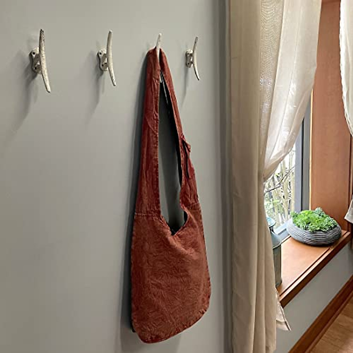 Zeckos Set of 4 Weathered White Cast Iron Boat Cleat Wall Hooks/Drawer Pulls Nautical Décor 5.75 Inches Long