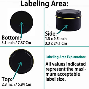 SONVIIBOX 24 Pack 8oz Candle Tins,Black candle tins for making candles bulk,8 oz Candle Jars,Tin Jars for Candle Making,metal tin jars (BLACK)