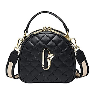 LAORENTOU Small Crossbody Bags for Women Cowhide Leather Designer Handbags and Purses Women's Shoulder Bags Quilted Bags (Charming Black)