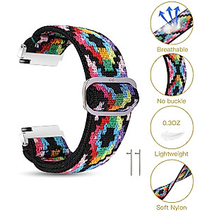 Lamshaw ID206 Band, Stretch Elastics Adjustable Strap Compatible for LETSCOM ID206 1.69" Smartwatch/YAMAY 1.69 Inch ID206 Smartwatch/Dirrelo ID206 smartwatch (Aztec Style Colorful)