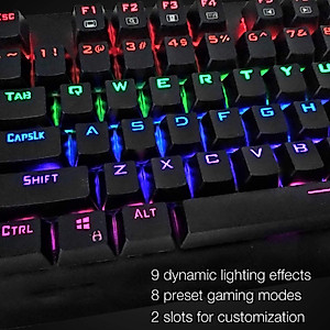 Mechanical Keyboard, E-YOOSO K600 LED Rainbow Backlit Mechanical Gaming Keyboard 104 Key Gamers Keyboard PC Computer USB Wired Gaming Keyboard Brown Switches (Black)